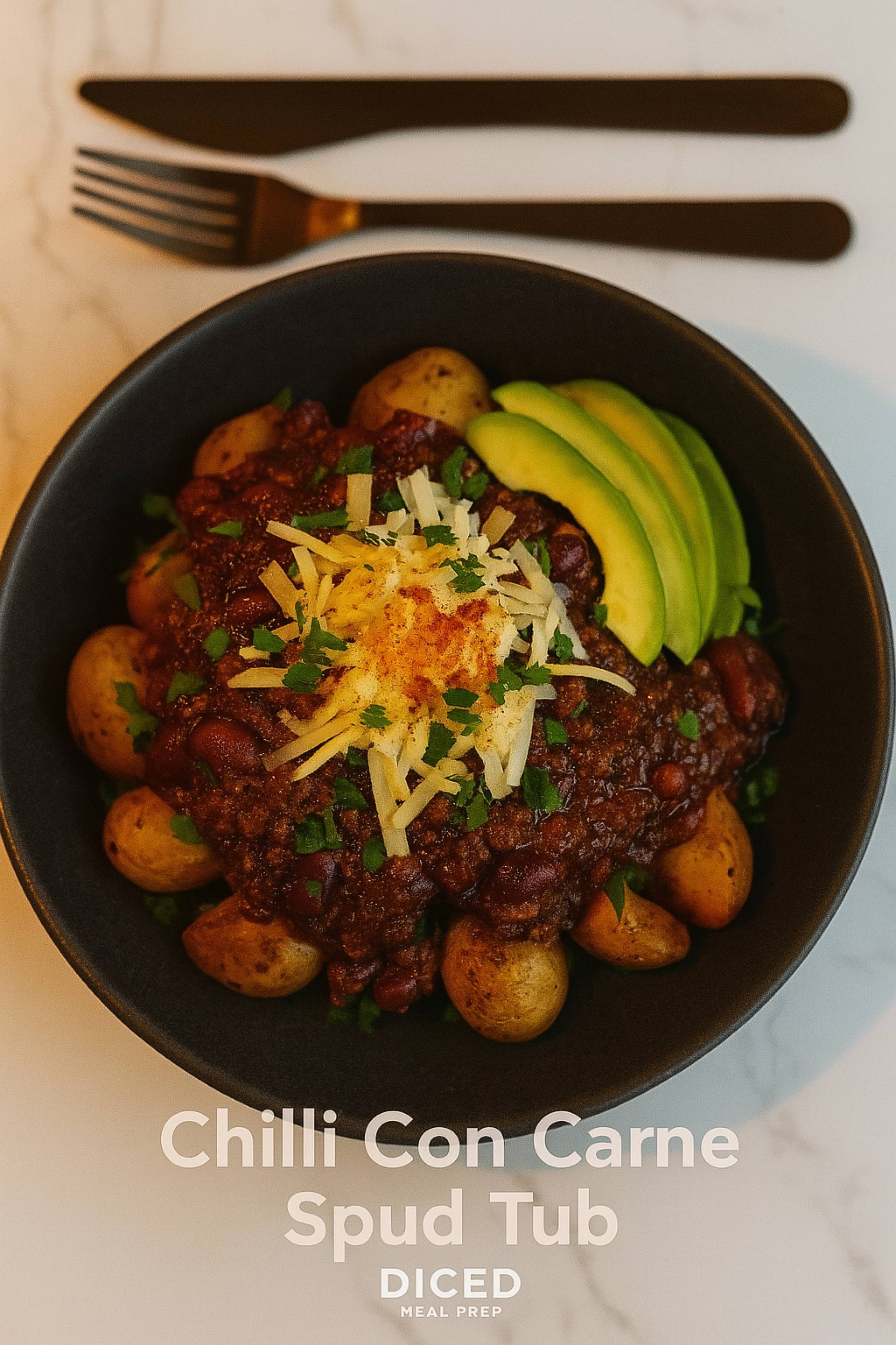Chilli Con Carne Protein Spud Tub - Diced Meal Prep