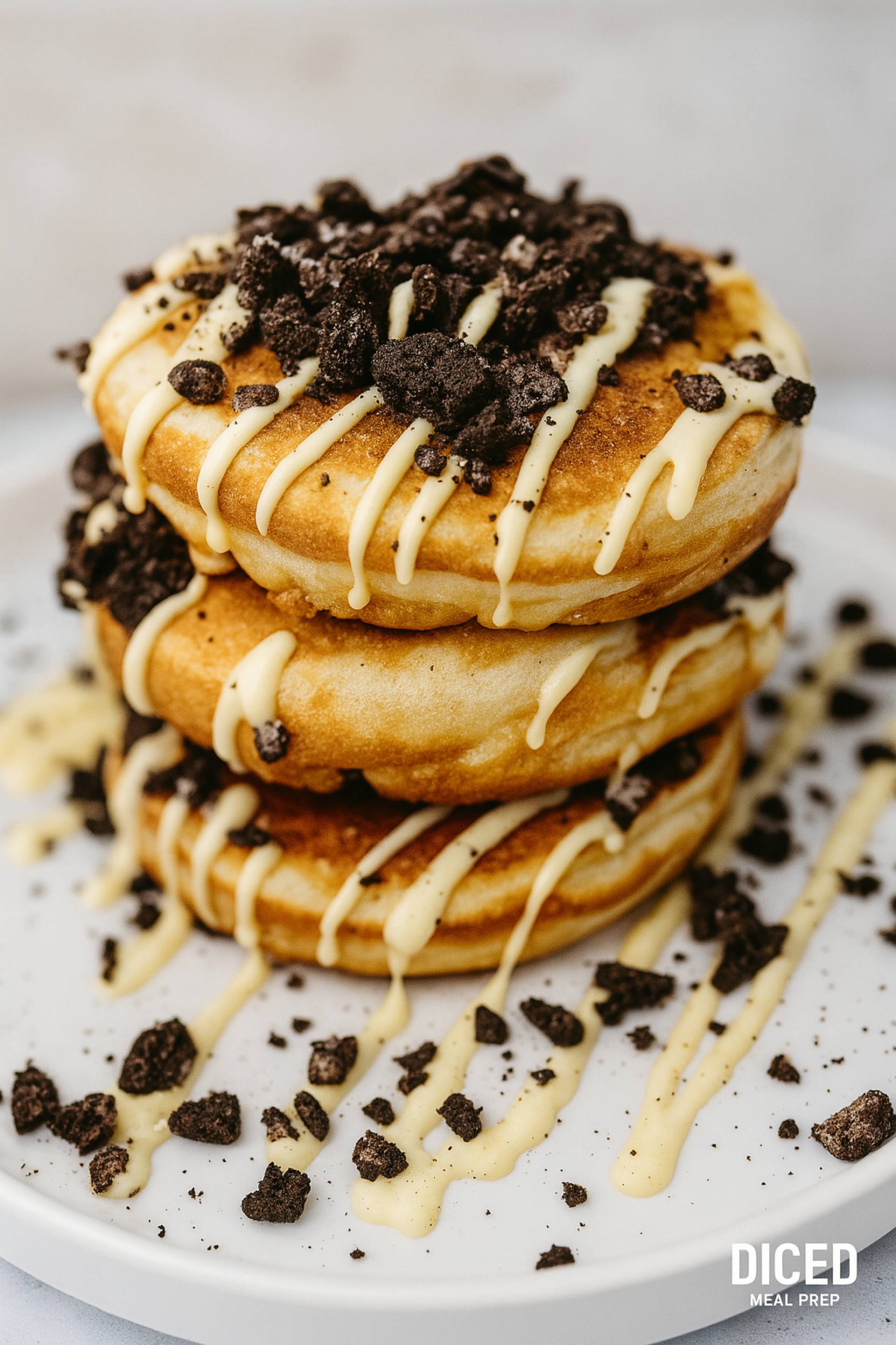 Oreo & White Chocolate Protein Pancake Stack - Diced Meal Prep